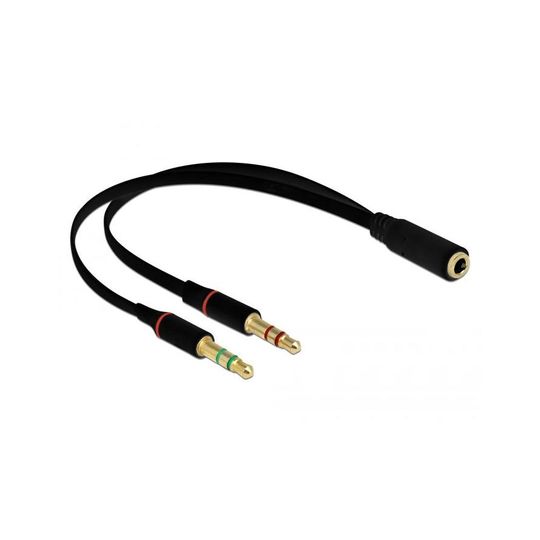 Stereo Audio Adapter 1 x 3.5 mm 4 pin Stereo jack female to 2 x 3.5 mm ...