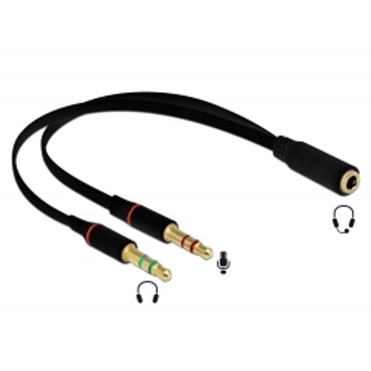Stereo Audio Adapter 1 x 3.5 mm 4 pin Stereo jack female to 2 x 3.5 mm ...