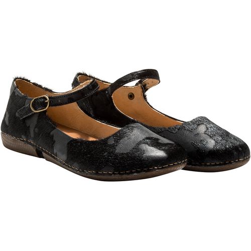 Neosens kínaskór m spennu yfir rist Svartir Acid skinn - flo.is